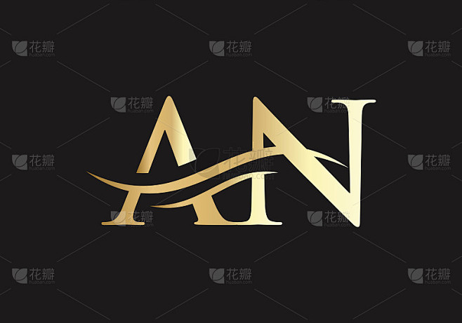 AN标志设计向量。符号字母AN标志设计。首字母链接的标志矢量模板