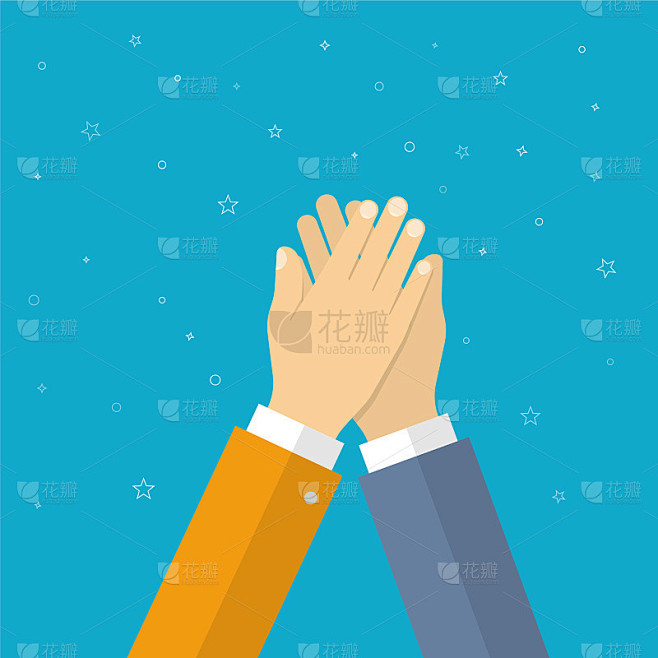 Hands giving high five. Flat design style. Vector