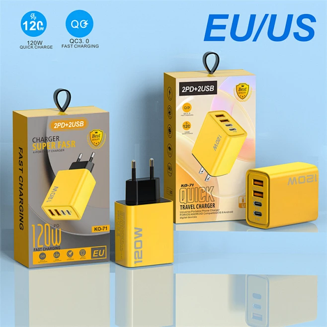 120W智能手机快充充电器双USB+双Type-C多口PD快充美规欧规充电头-花瓣网