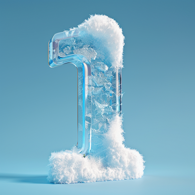 007163_white_icy_number_1_on_blue_background_in_the_style_of_so ...