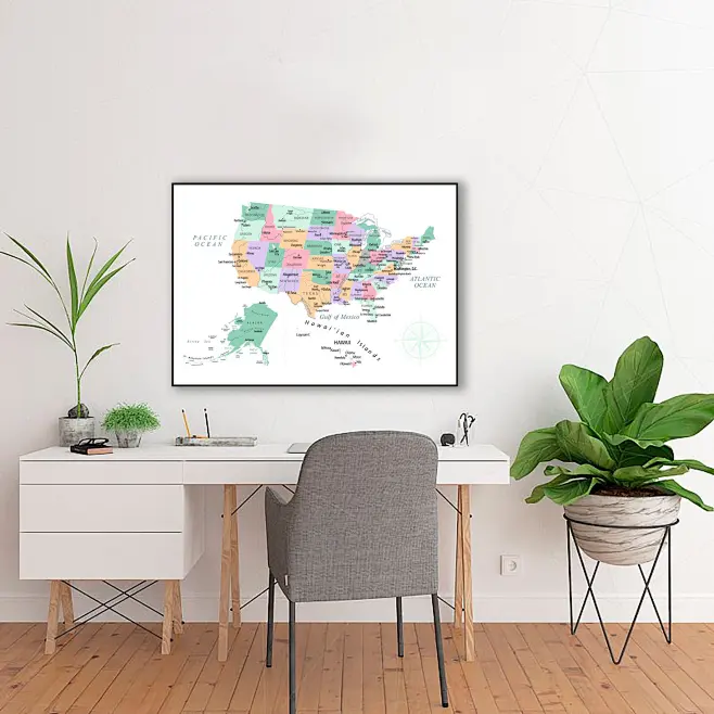 Map poster America,Usa digital printable maps wall poster,Digital ...