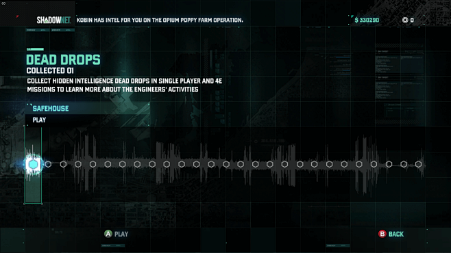 Extras screenshot of Splinter Cell Blacklist video game interface