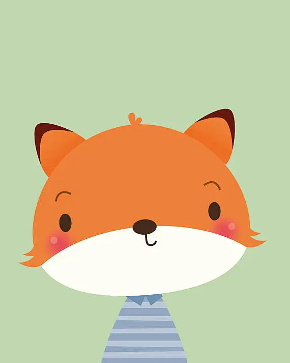 Cute fox print - animal nursery print, nursery decor, fox print, kids ...