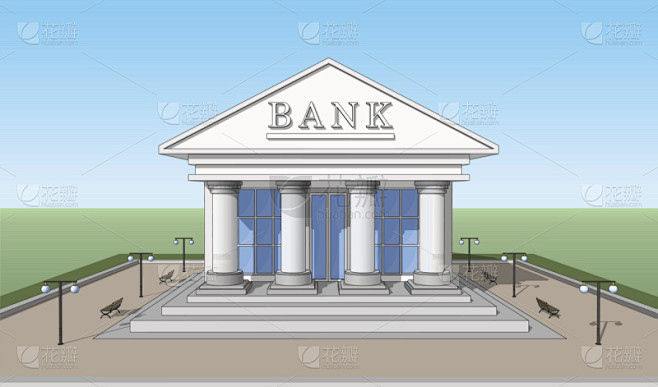 Bank, front view 02
