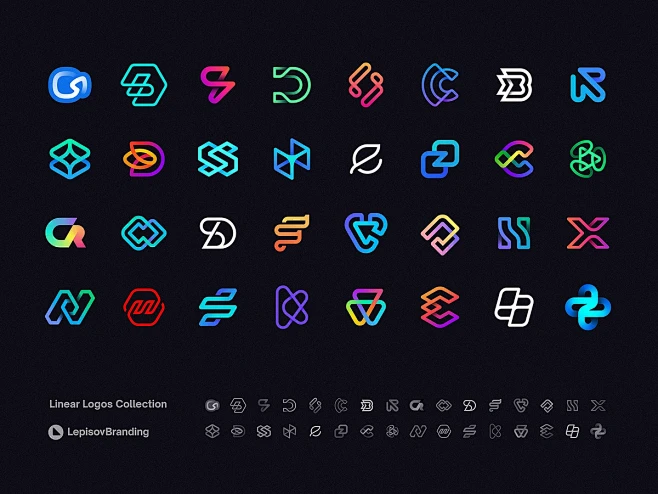 Linear Logos Collection blockchain branding design gradient icon ...