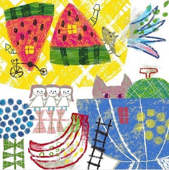 Takako Aoki 的稚拙童趣插画