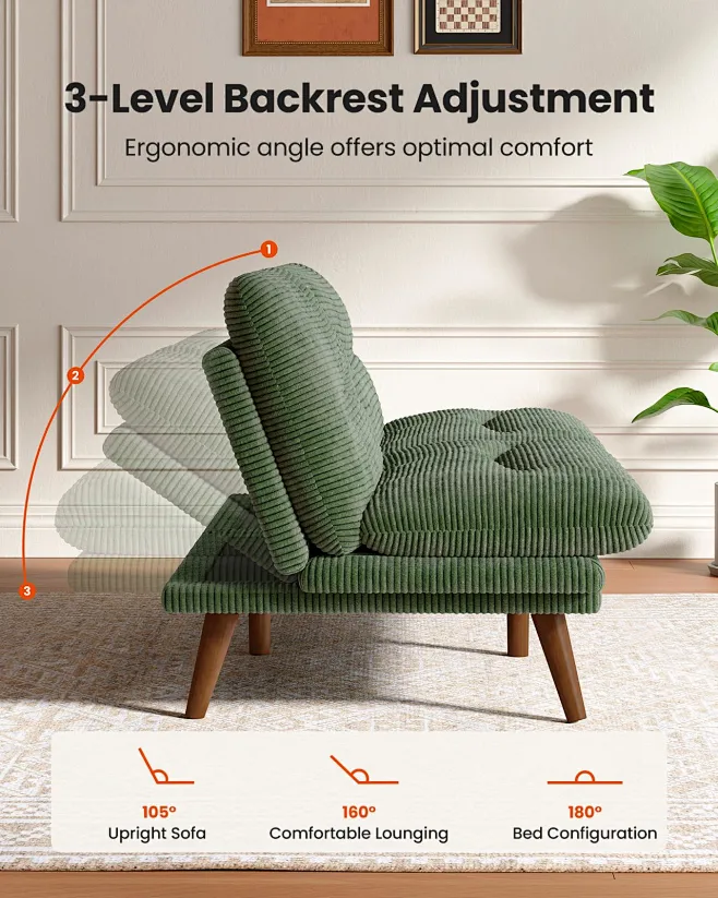 Amazon.com: AMADA HOMEFURNISHING Convertible Futon Sofa Bed,66″ Green ...