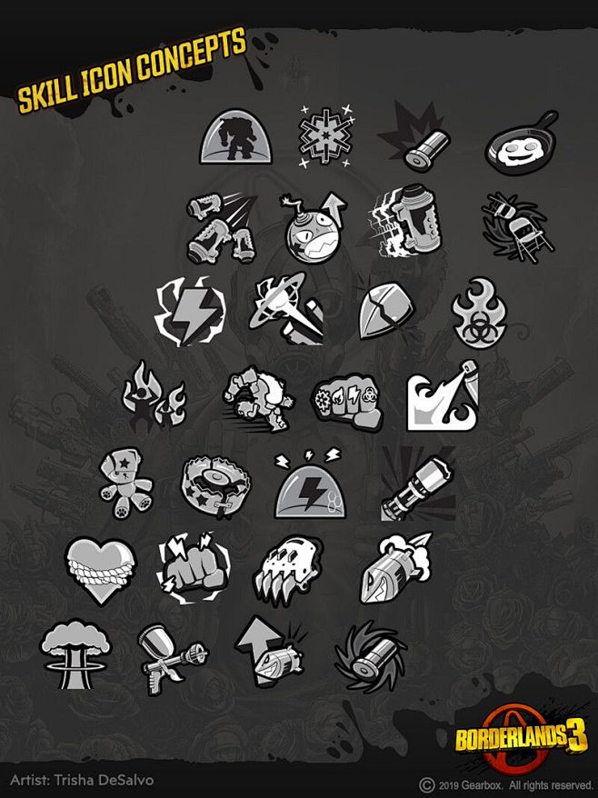 Various Borderlands 3 icons, Trisha DeSalvo