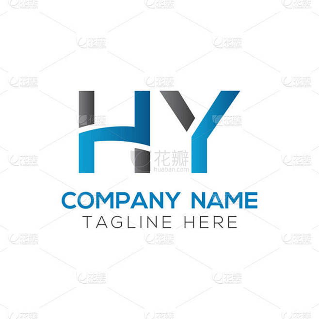 字母Hy Logo设计向量模板。 初始Hy字母设计矢量说明