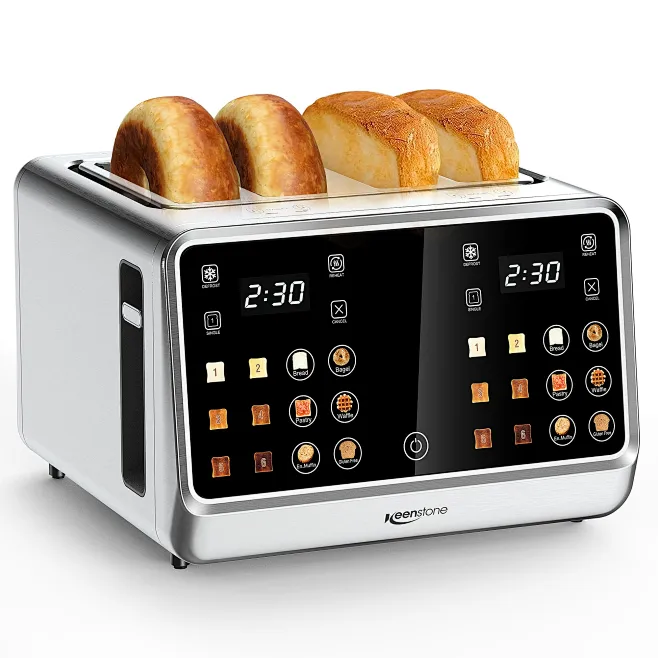 Keenstone Toaster 4 Slice, Digital Smart Toaster with TouchScreen, Dual Control Panel, Single ...