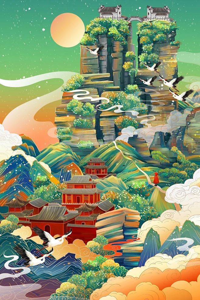 国风手绘·铜仁梵净山_莫醒__插画师作品_涂鸦王国gracg.com-花瓣网