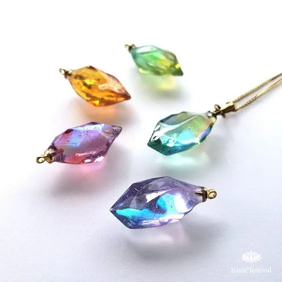 Crystal resin pendant necklace. With its multi faceted shape and in a ...