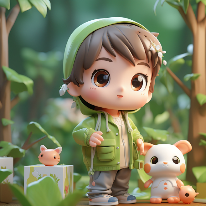 ivan_1983_super_cute_boy_IP_by_pop_mart_holding_animal_green_le ...