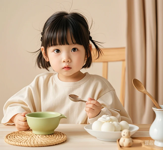 中国小女孩吃饭人像-花瓣网