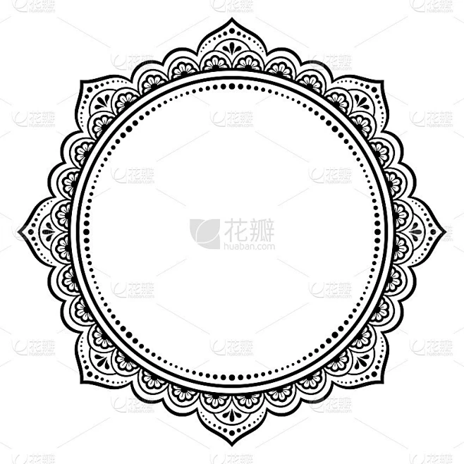 Frame in eastern tradition. Stylized with henna ta素材-花瓣网
