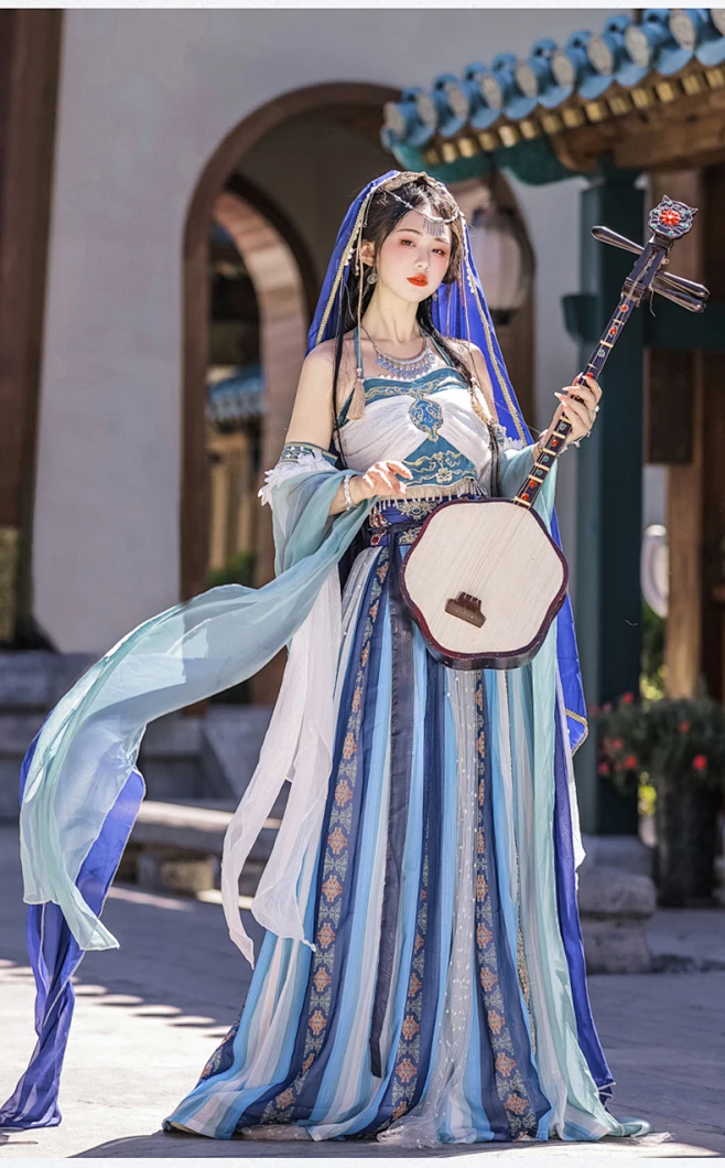 天竺公主原创敦煌异域风情汉服女西域神女舞蹈演出服古装全套春秋-淘宝网-花瓣网