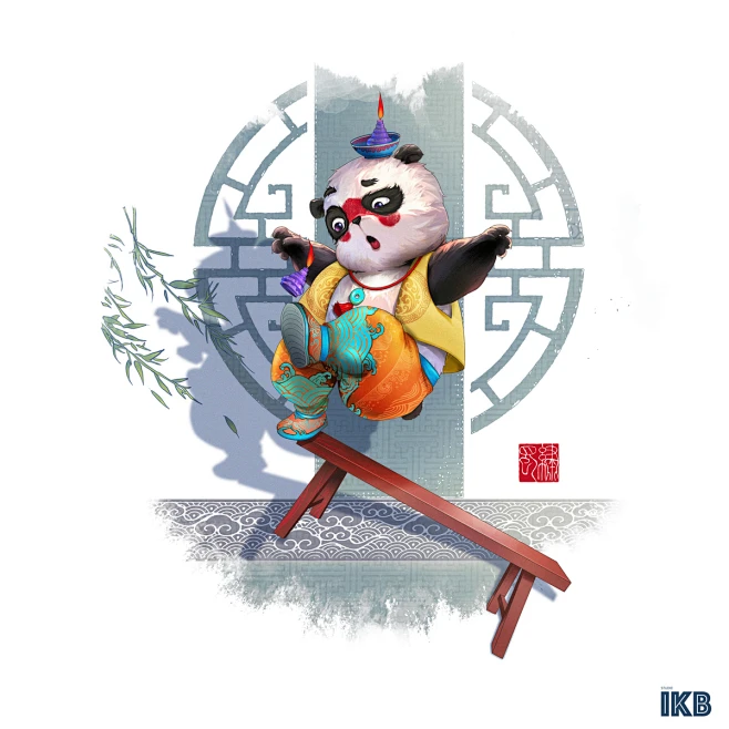 川剧熊猫系列_BUKN__插画师作品_涂鸦王国gracg.com-花瓣网