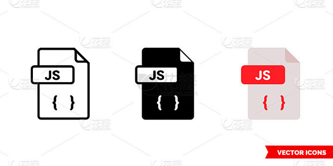 JS文件图标的3种类型。孤立向量符号符号