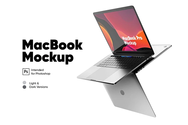 高品质的时尚高端逼真质感MacBook Pro UI样机展示模型 : -花瓣网