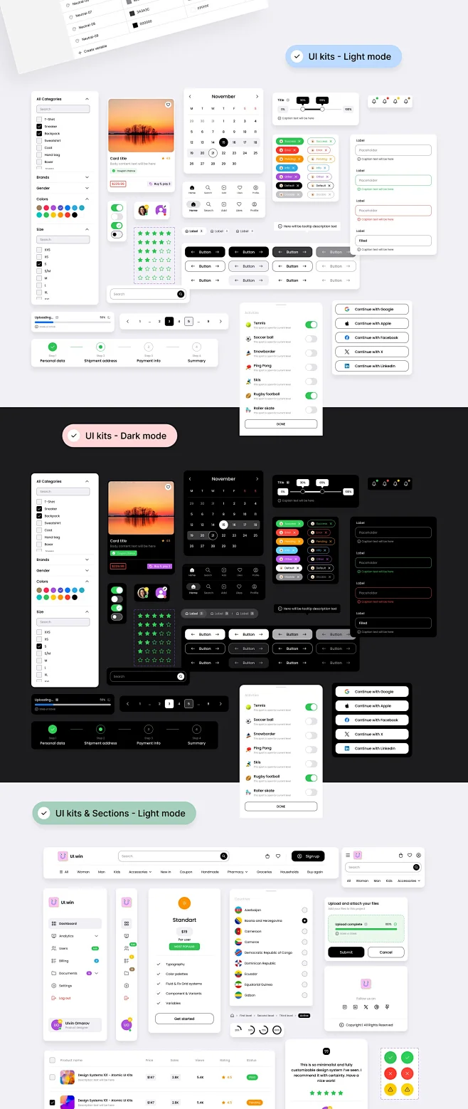UI-win: All-in-One Atomic Design System & UI kits — Figma Resources on ...