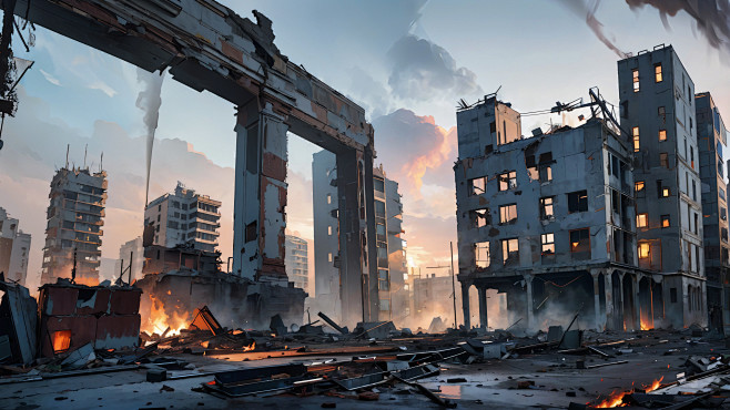 战争末日废墟城市建筑