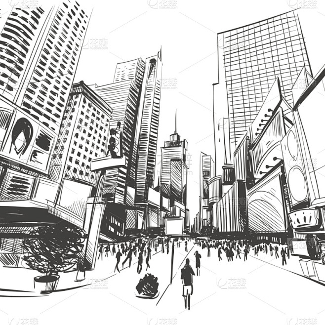 City hand drawn. Vector illustration