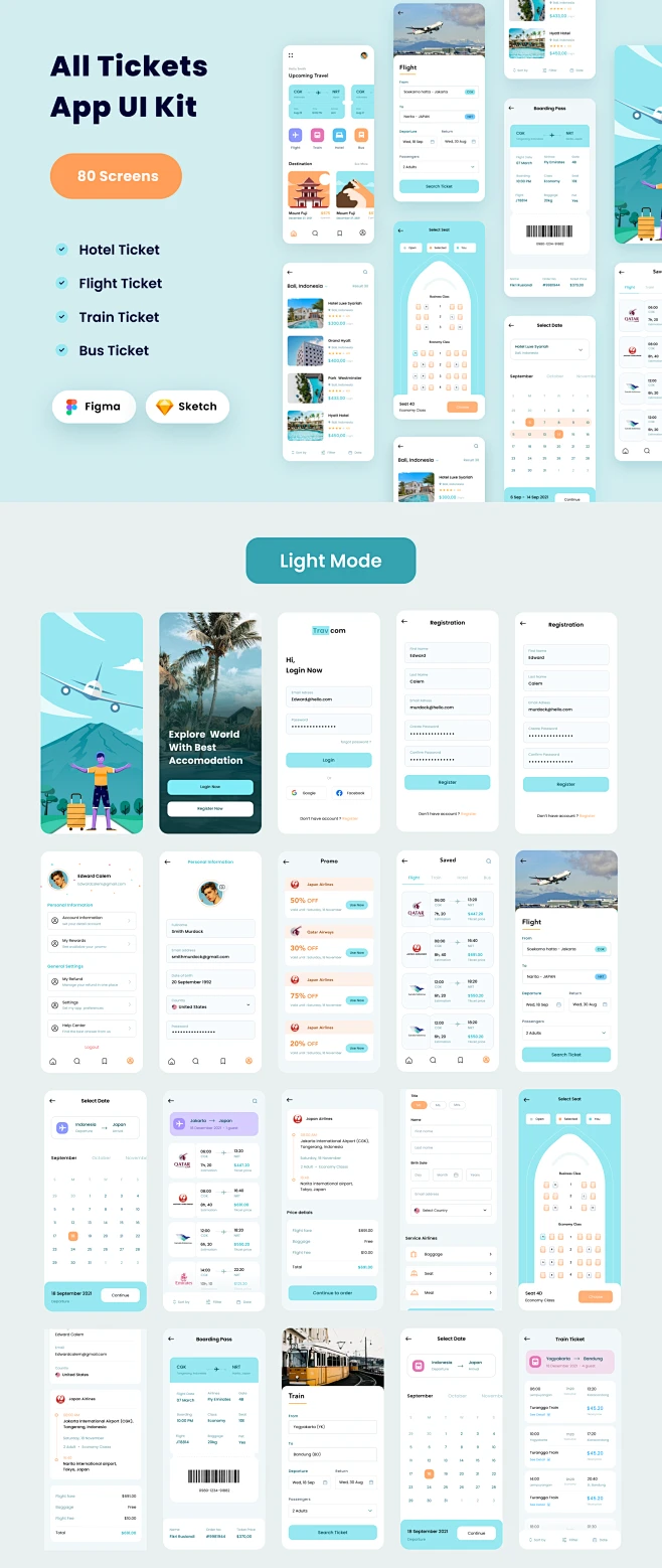 Booking Ticketing Flight, Hotel, Train, Bus App UI Kit - UI Kits ...