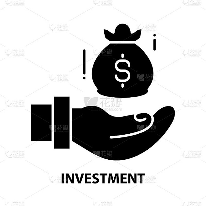 investments icon, black vector sign with editable