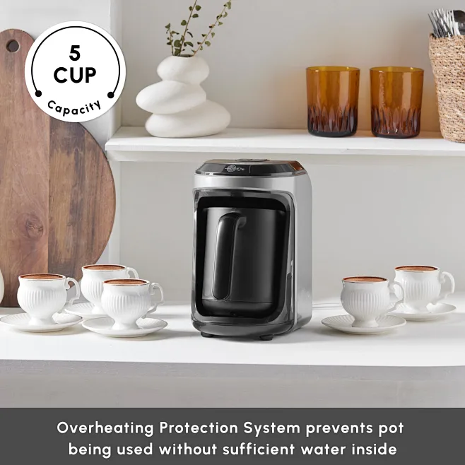 KARACA Hatır Hüps Electric Turkish Coffee Maker, Antrasit Color with ...