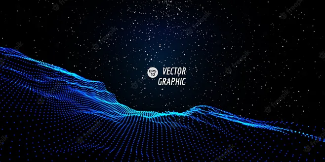 abstract-digital-landscape-with-flowing-particles-stars-horizon-cyber ...