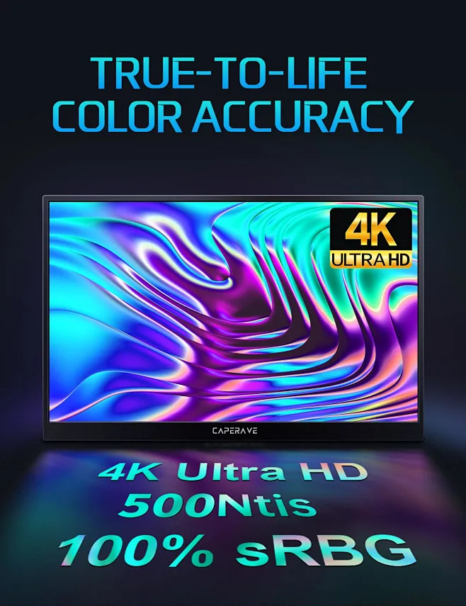 Amazon.com: CAPERAVE 17.3" Portable Monitor 4K, 500 Nits 3840 * 2160p 100% Adobe RGB Travel ...