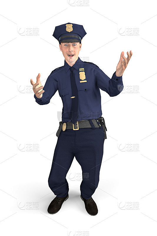 A policeman making a funny gesture with his hands