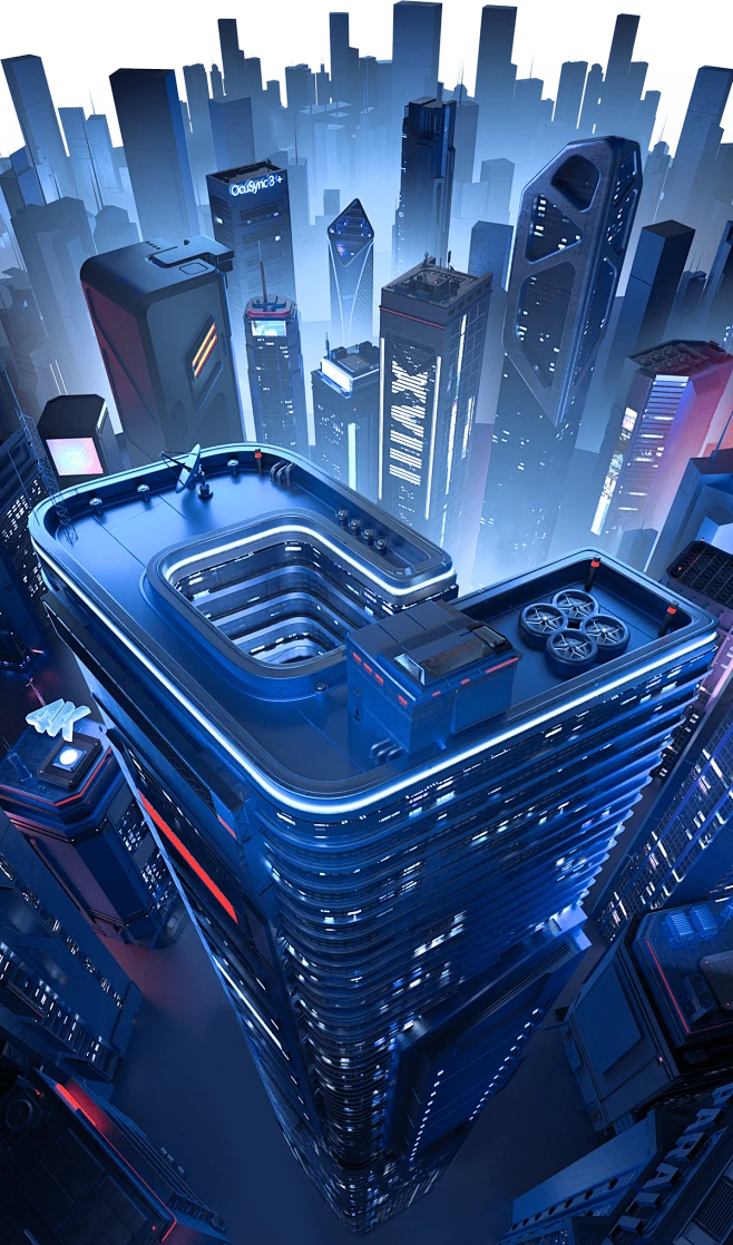 3D c4d cinema 4d design DJI poster-花瓣网