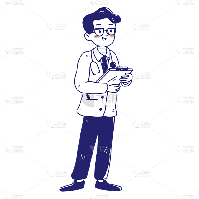 手绘-简笔画人物职业形象-医生