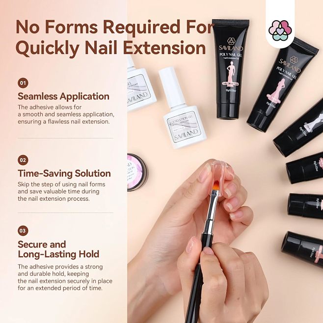 Amazon.com: Saviland Poly Nail Gel Kit with Drill and U V Light - 6 ...