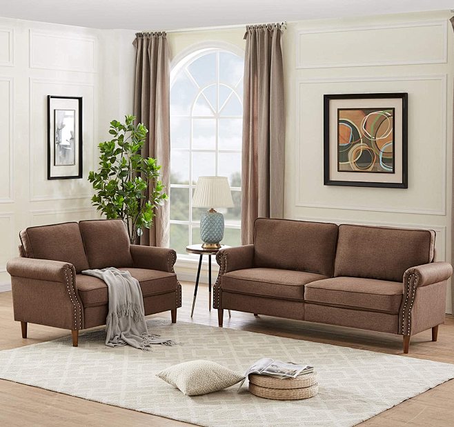 Amazon.com: Dolonm 2 Piece Sofa Sets Mid Century Modern Upholstered ...