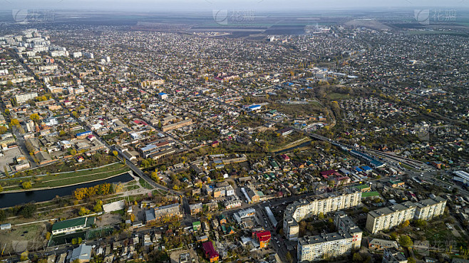 Kropivnitskiy城市景观鸟瞰图。Kirovograd前的名字。