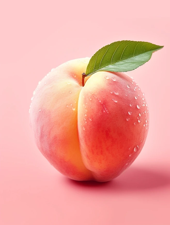 Pink peach on pink background, photo realistic, commercial poster ...