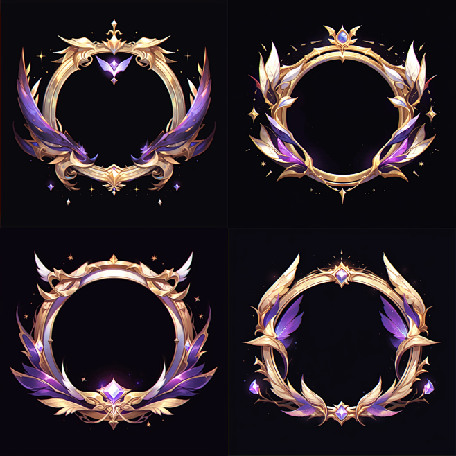 hulei181717_Round_game_avatar_frame_made_of_golden_metal_and_Pu ...
