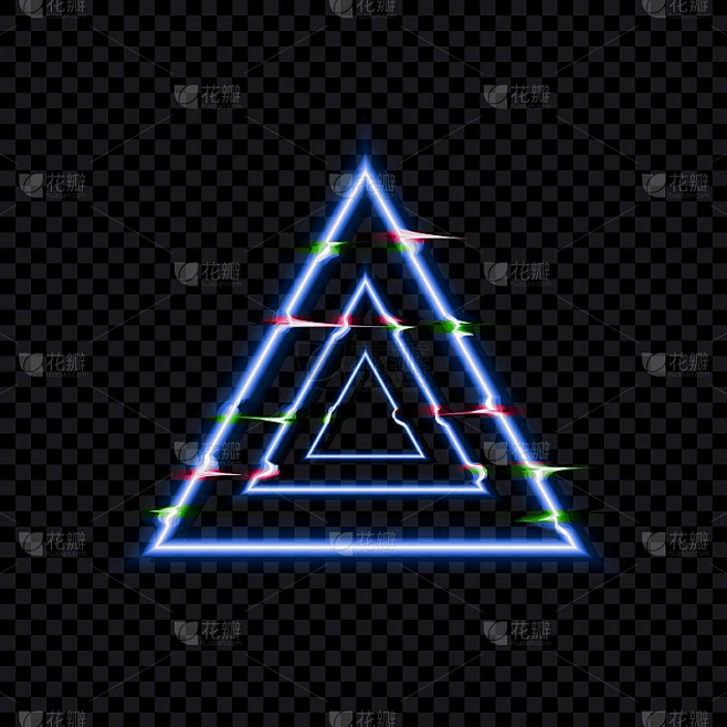 Vector Glitch Effect, Glowing Distorted Triangles,素材-花瓣网