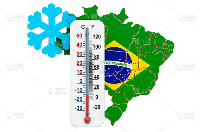 巴西极冷的概念。3D渲染孤立的白色背景