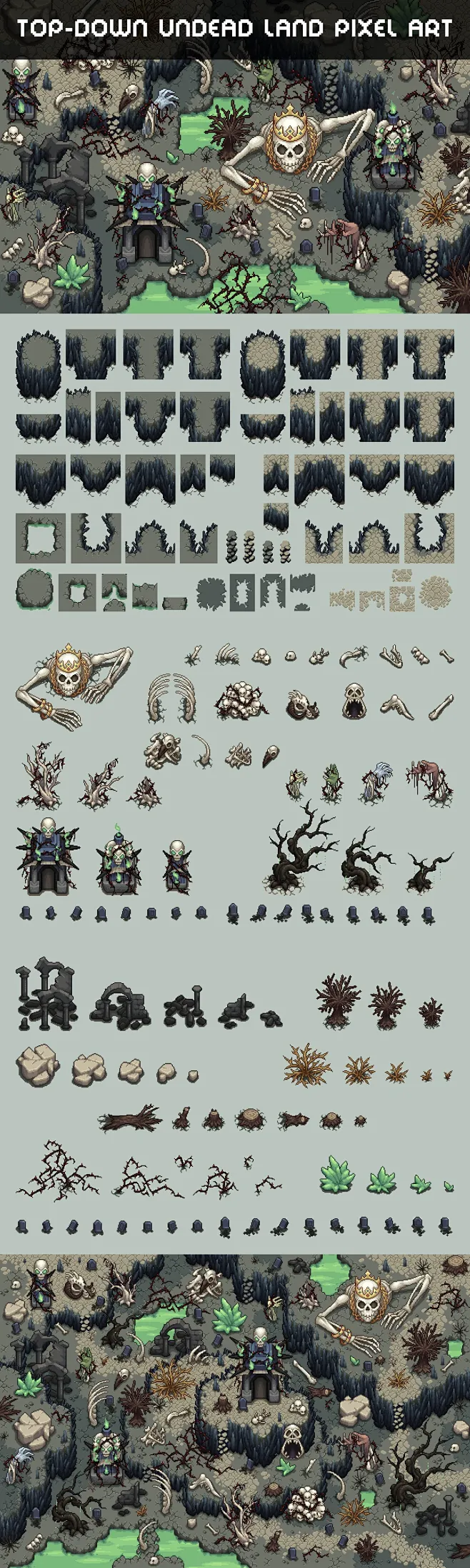 Free Undead Tileset Top Down Pixel Art-花瓣网