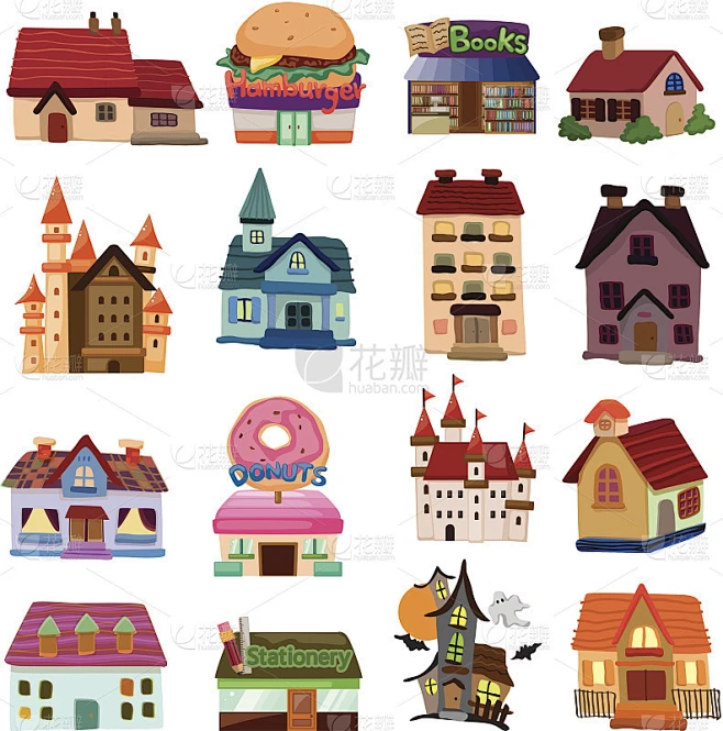 一套剪贴艺术与家庭和业务图标素材-花瓣网