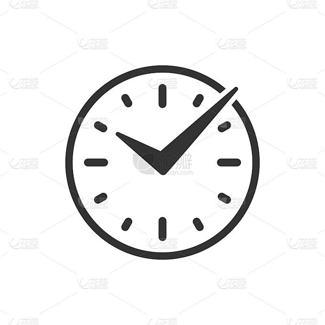 Real time icon in flat style. Clock vector illustr