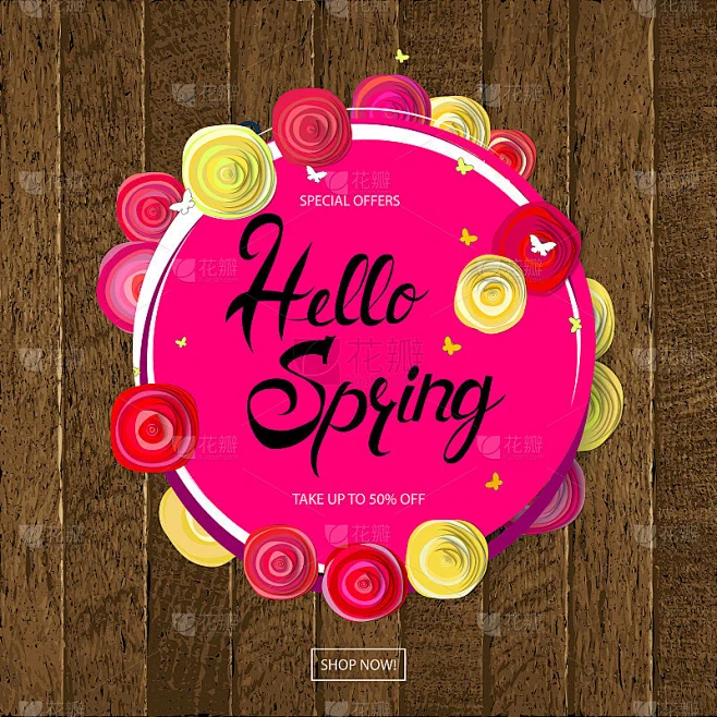 Hello Spring card design素材-花瓣网