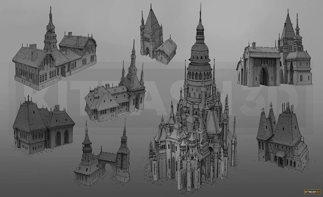 Dark Fantasy Kitbash3D, Sebastian Luca : Dark Fantasy Kit done for Kitbash3D-花瓣网