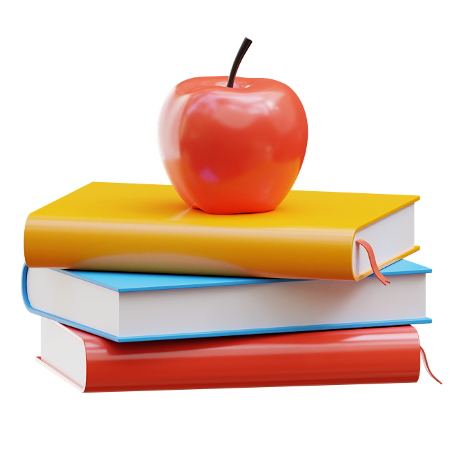 Apple and Book Stack