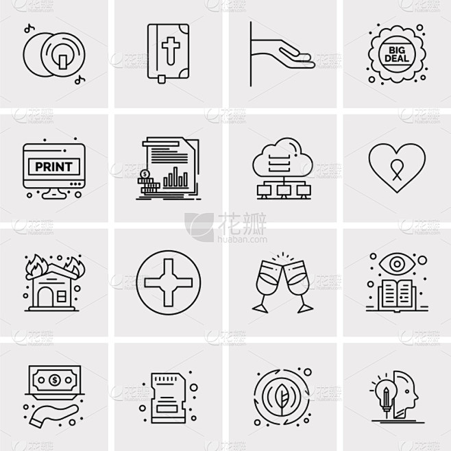 set 16 universal icons business