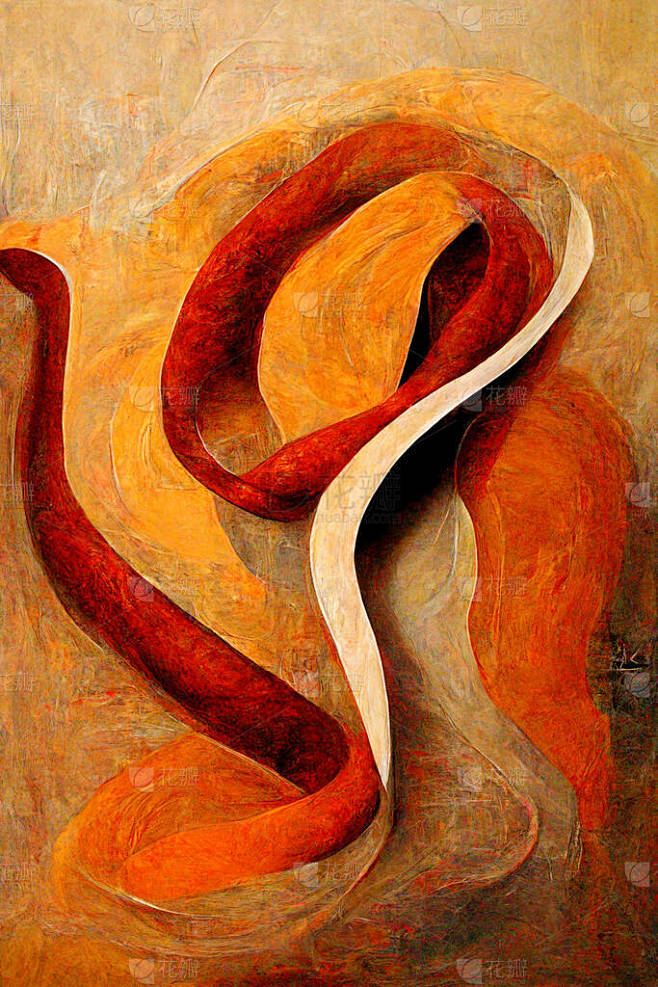 an abstract painting with rounded, sinuous shapes