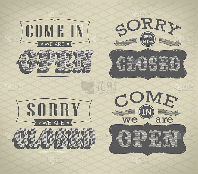 复古标志Open和Closed